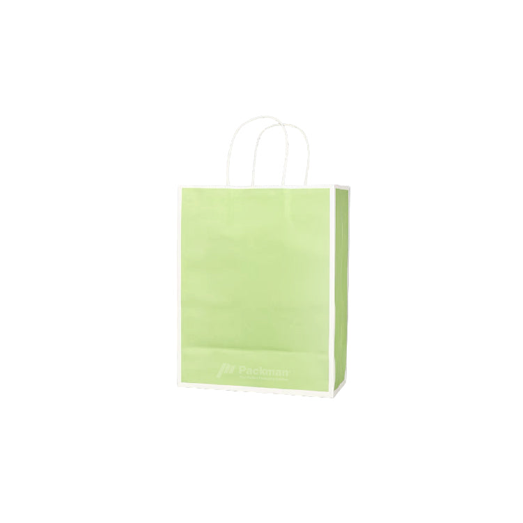 25 x 12 x 32cm Green with White Border Paper Bag (100pcs) — Packman