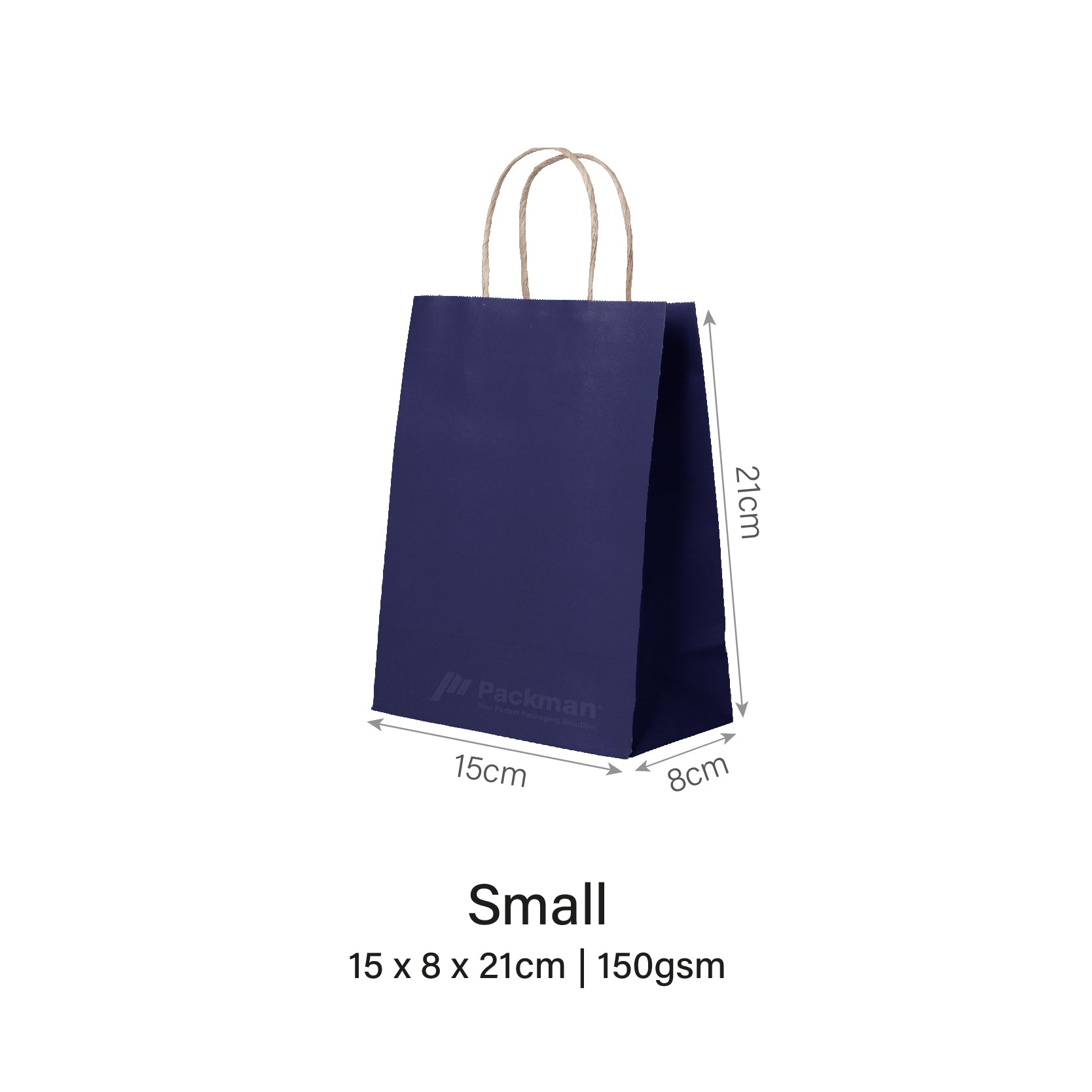 15 x 8 x 21cm Navy Paper Bag (100pcs) – Packman