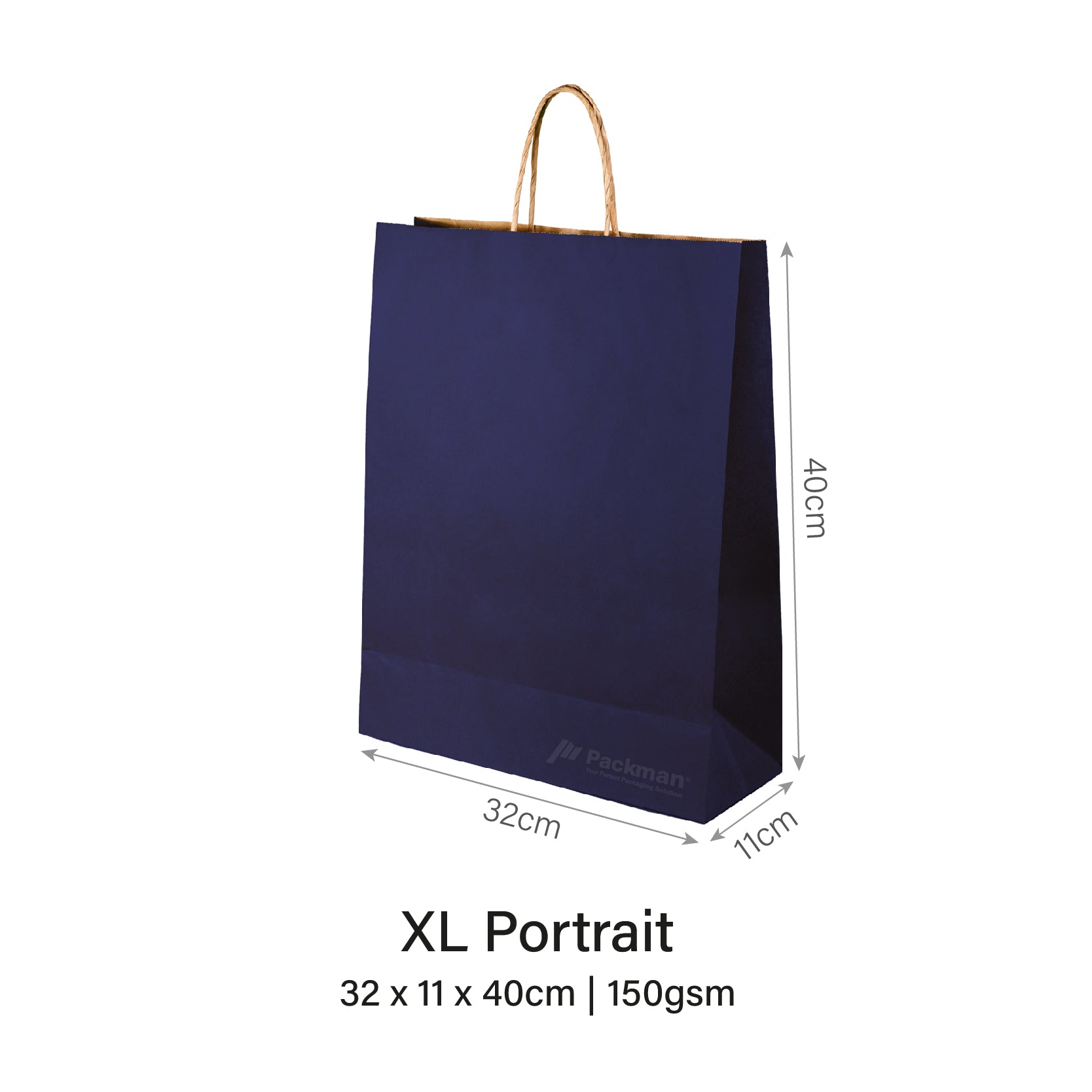 32 x 11 x 40cm Navy Paper Bag (100pcs) – Packman