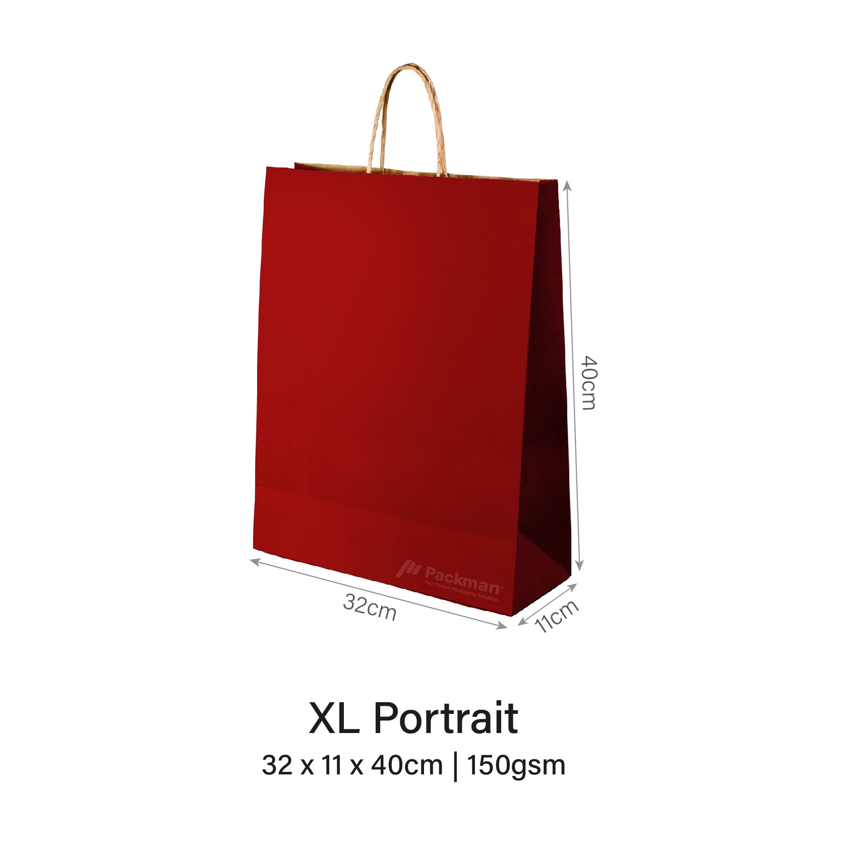 32 x 11 x 40cm Red Paper Bag (100pcs) – Packman